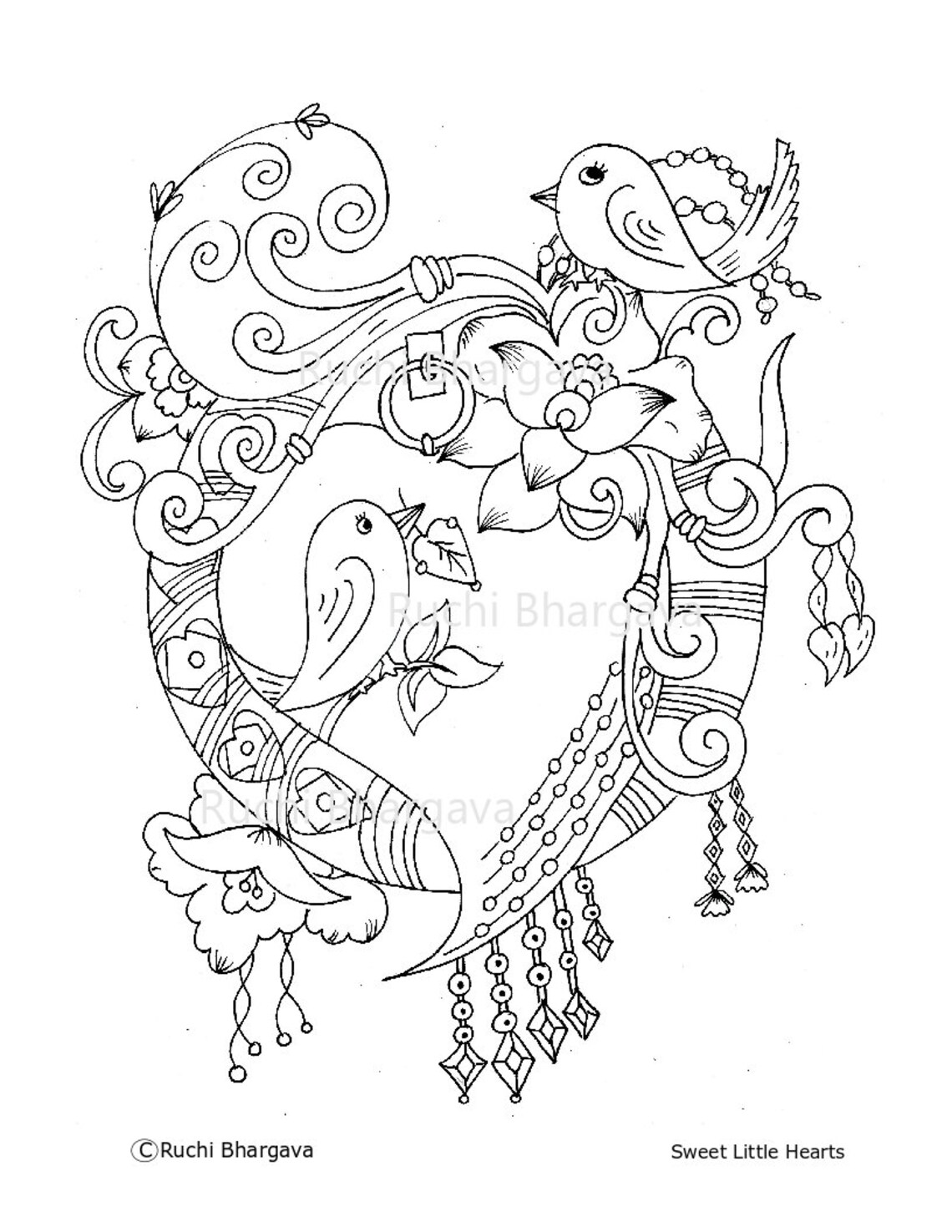 Sweet Little Hearts-coloring Book Pdf Format - Etsy