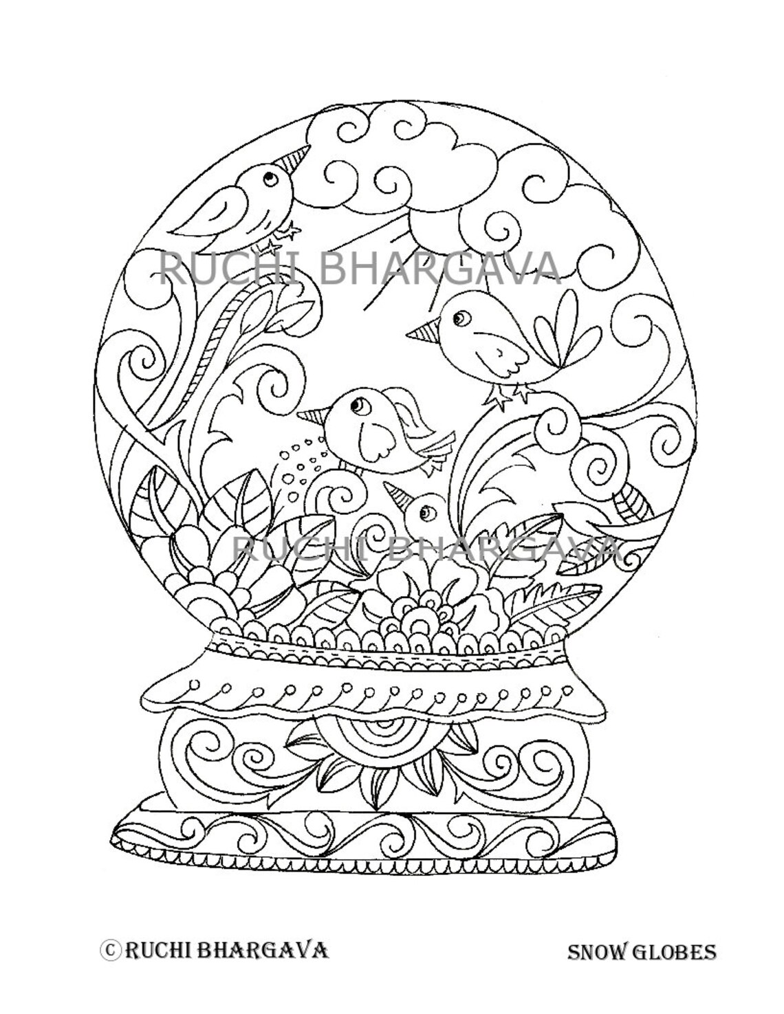 Snow Globes-coloring Book PDF - Etsy