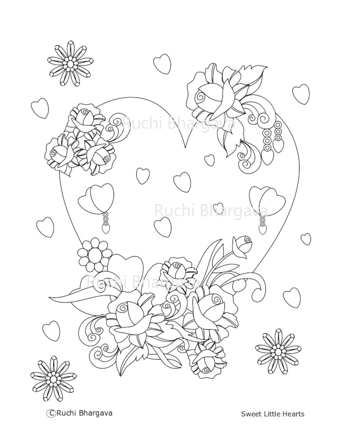 Sweet Little Hearts-coloring Book Pdf Format - Etsy