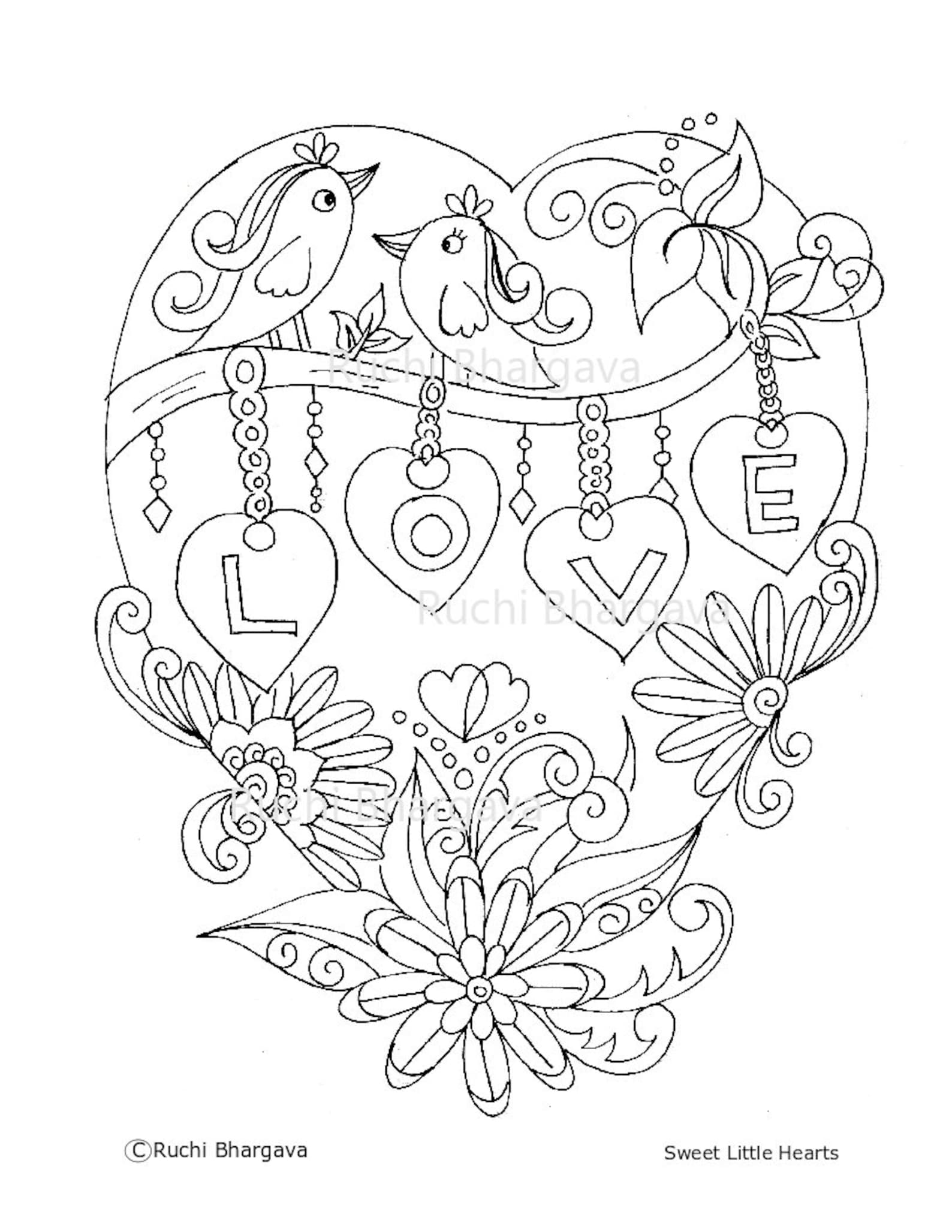 Sweet Little Hearts-coloring Book Pdf Format - Etsy