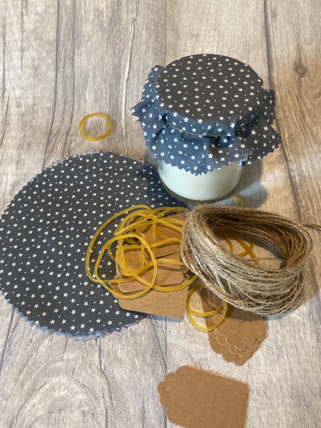 Jam Jar Covers Little Grey Stars - Etsy
