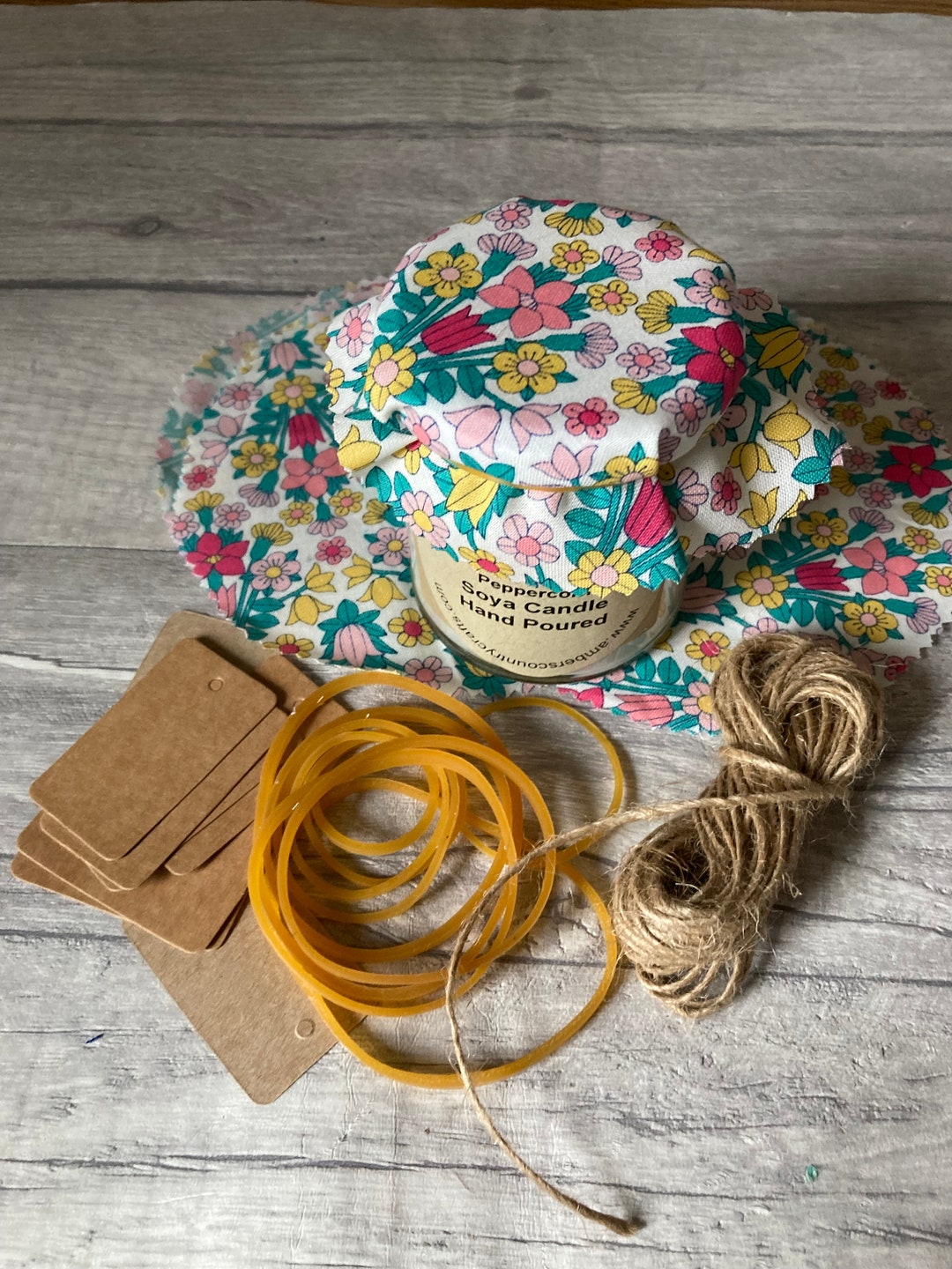 Jam Jar Covers X 8 Liberty Fabric, Gift Tags, String , Elastic - Etsy