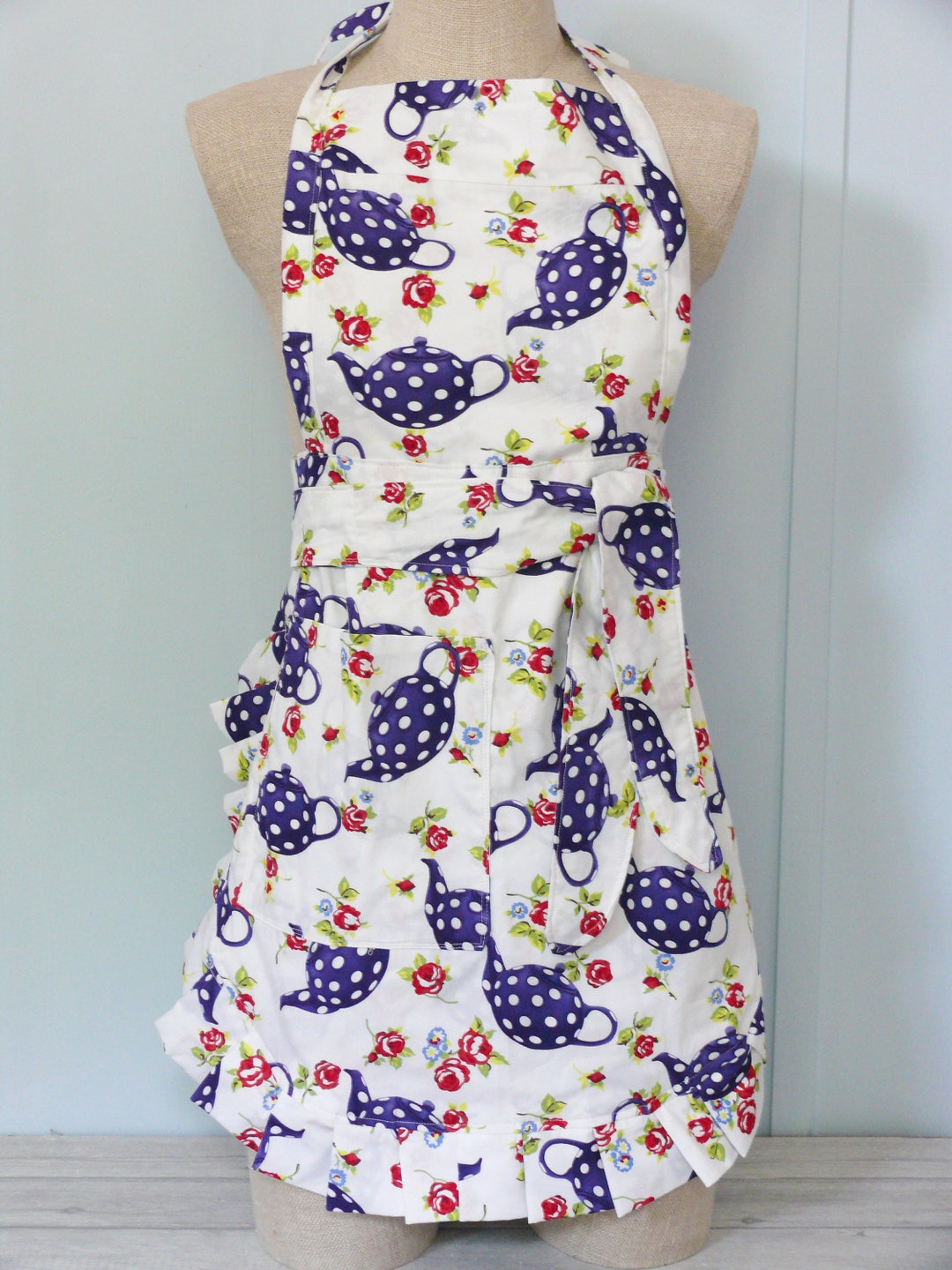 Ladies Summer Apron. DESIGN NO 27.Tea Pot Apron. Ladies Apron. Teapot ...