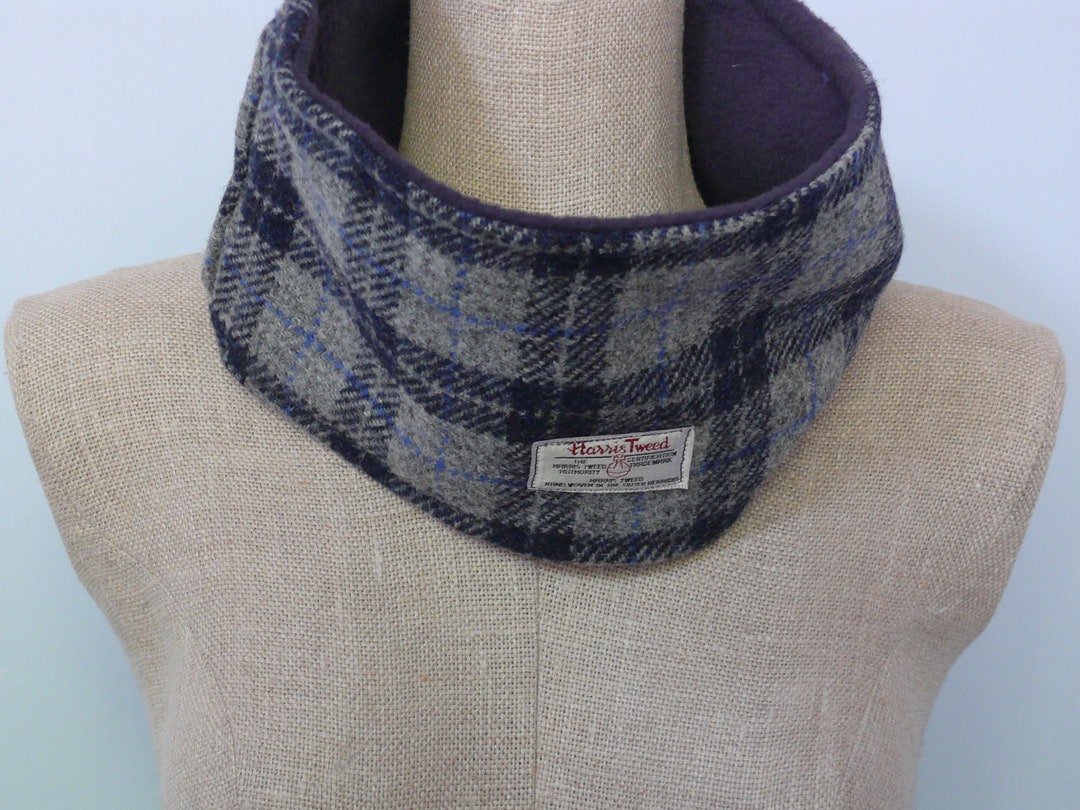 Harris Tweed Snood, Blue Scarf, Fleece Lined. - Etsy