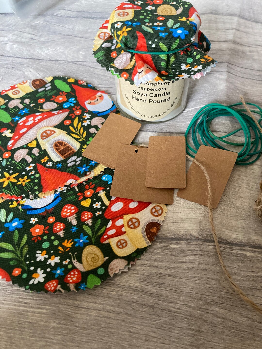 Jam Jar Covers X 6 Toadstool Fabric, Gift Tags, String , Elastic - Etsy