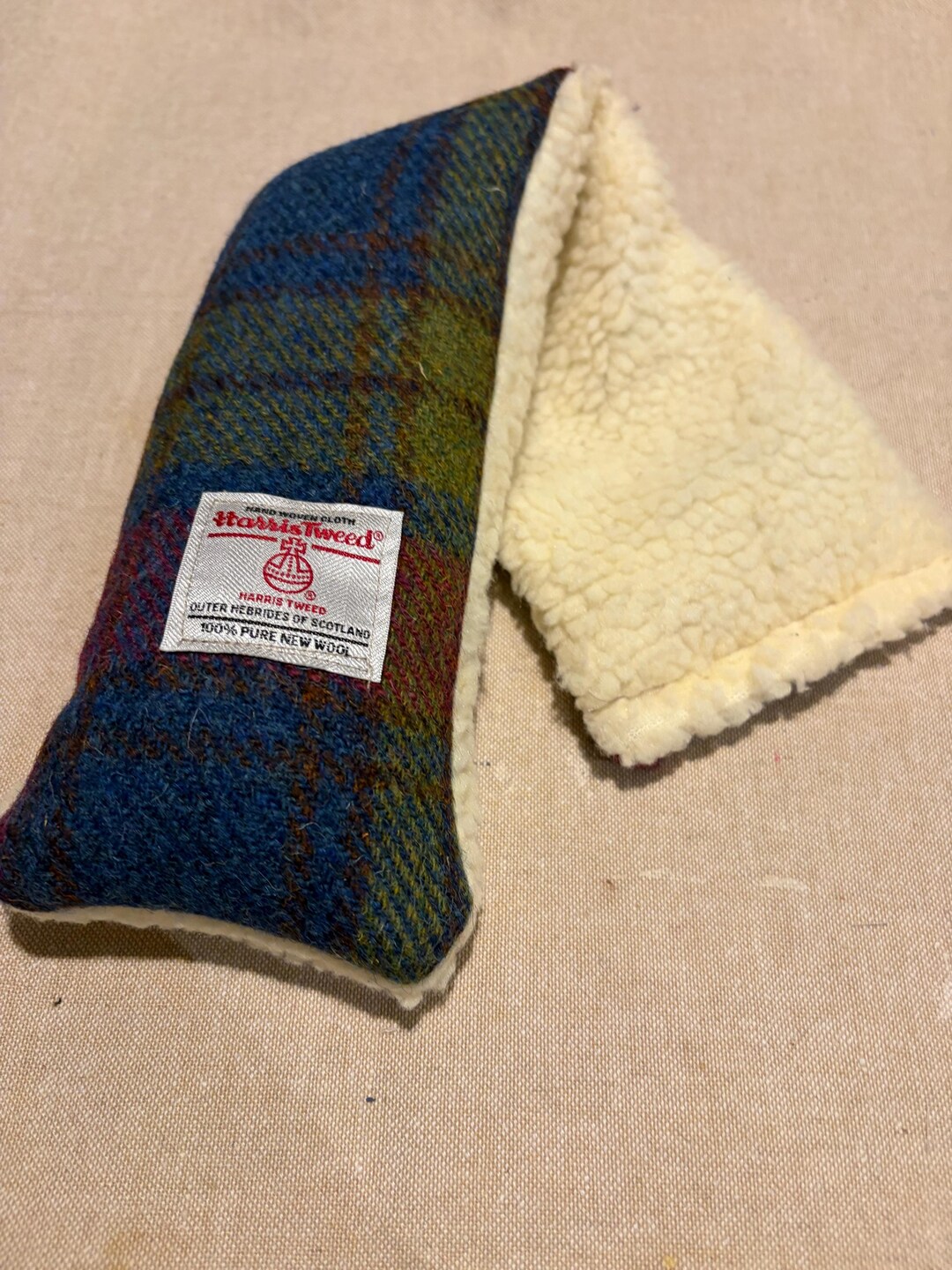 Handmade Harris Tweed Wheat Bag: Blue Checked Fleece Heat Pad - Etsy