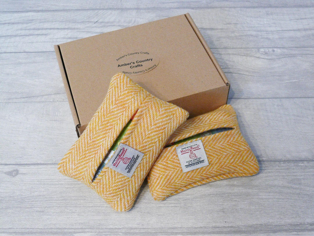 Harris Tweed Tissue Holders, Yellow Tweed - Etsy