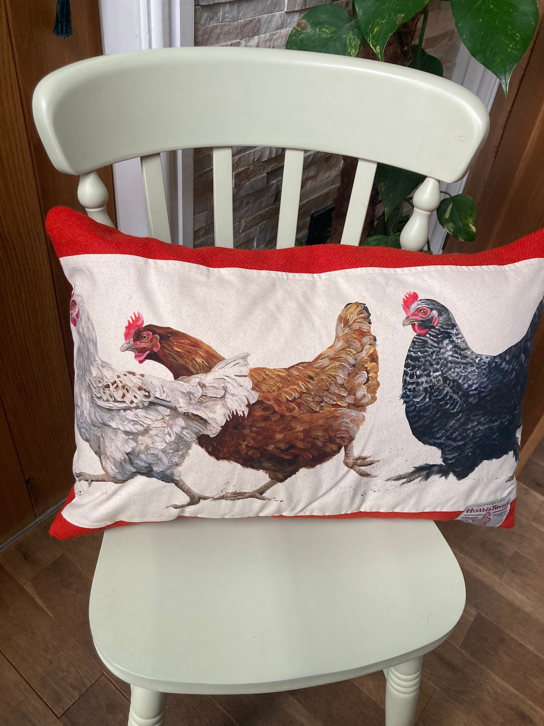 Harris Tweed Chicken Cushion, Chickens Cushion - Etsy