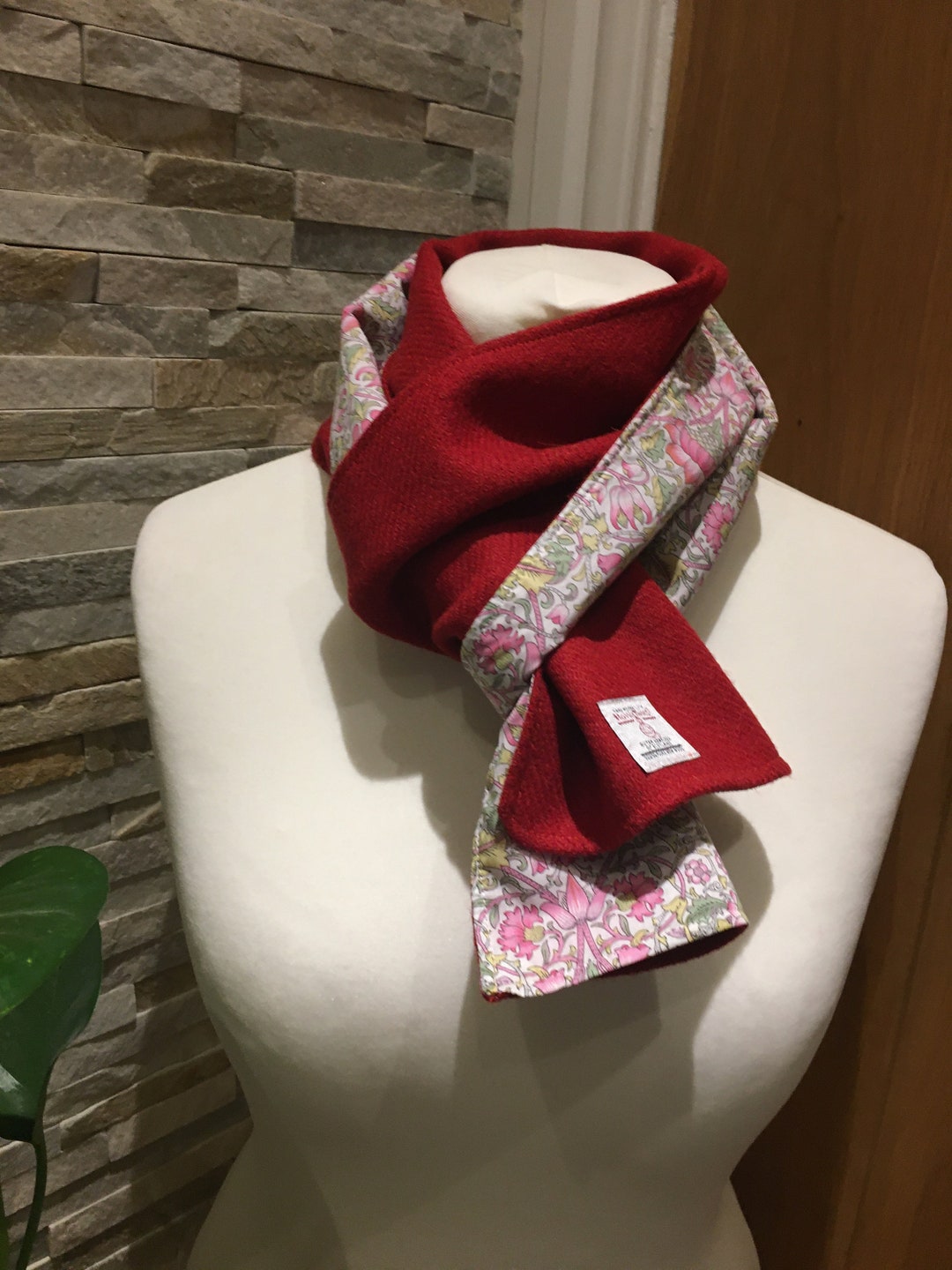 Luxurious Red Harris Tweed Scarf: Handmade Gift for Him With Liberty ...