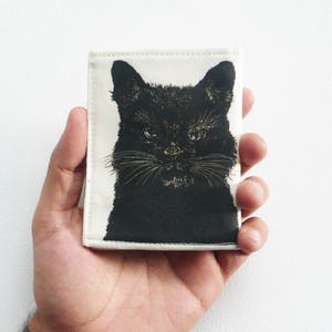 Small Billfold Wallet. Black Cat Wallet. Unisex Wallet. Cardholder. Cat ...