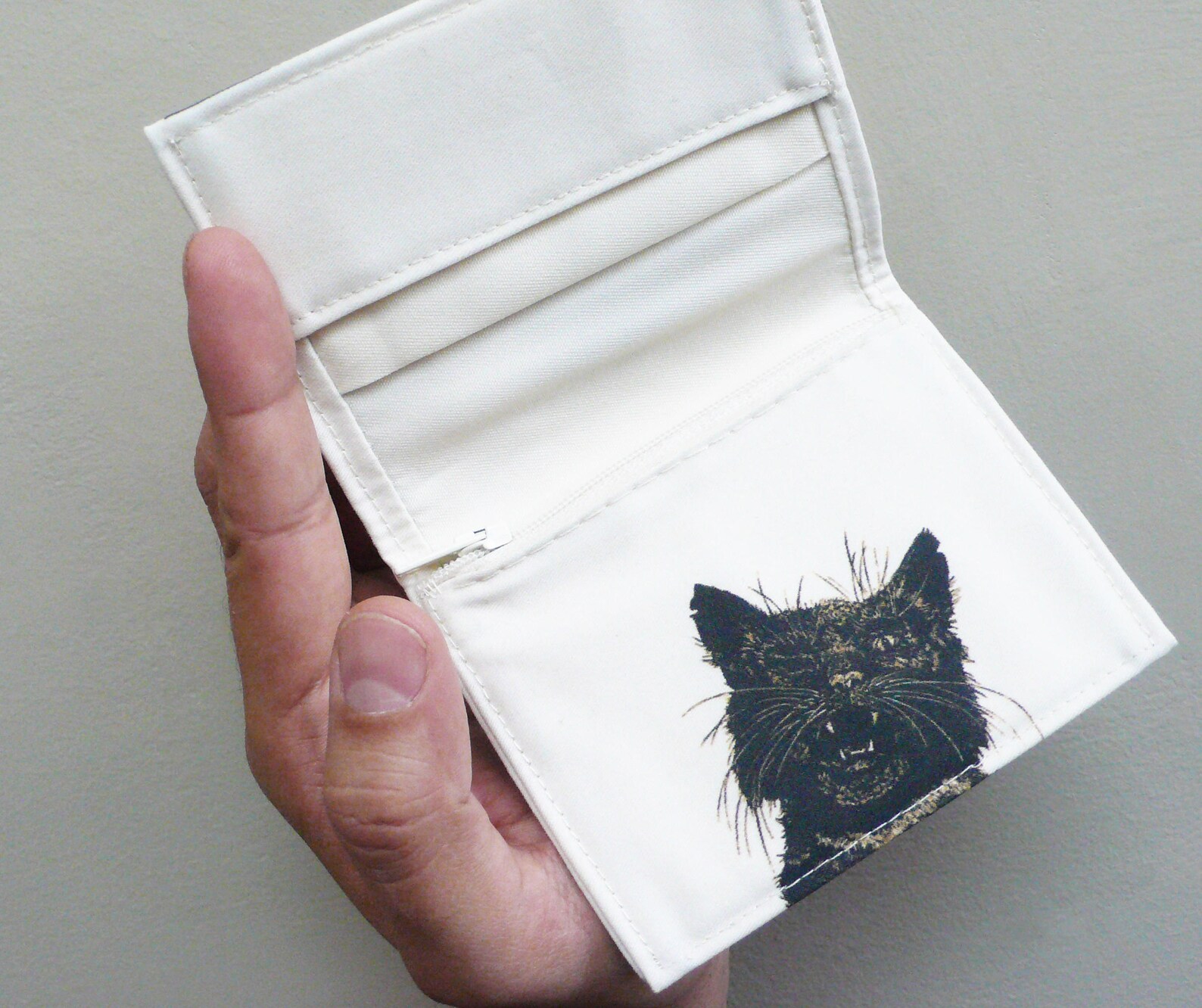 Small Billfold Wallet. Black Cat Wallet. Unisex Wallet. | Etsy