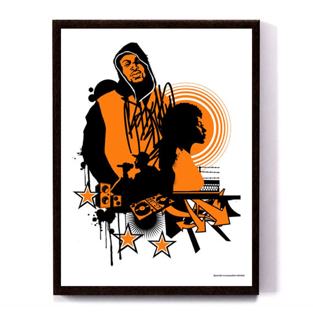 Hip Hop, Art Print, Giclee Print, Wall Art, Hip-hop, Rap, Yellow and ...