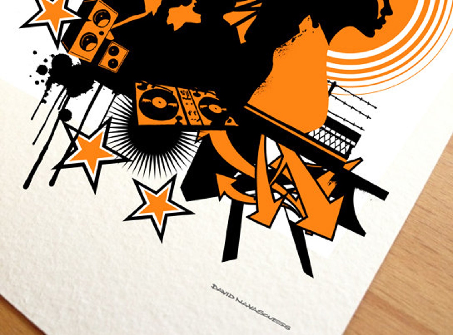 Hip Hop, Art Print, Giclee Print, Wall Art, Hip-hop, Rap, Yellow and ...