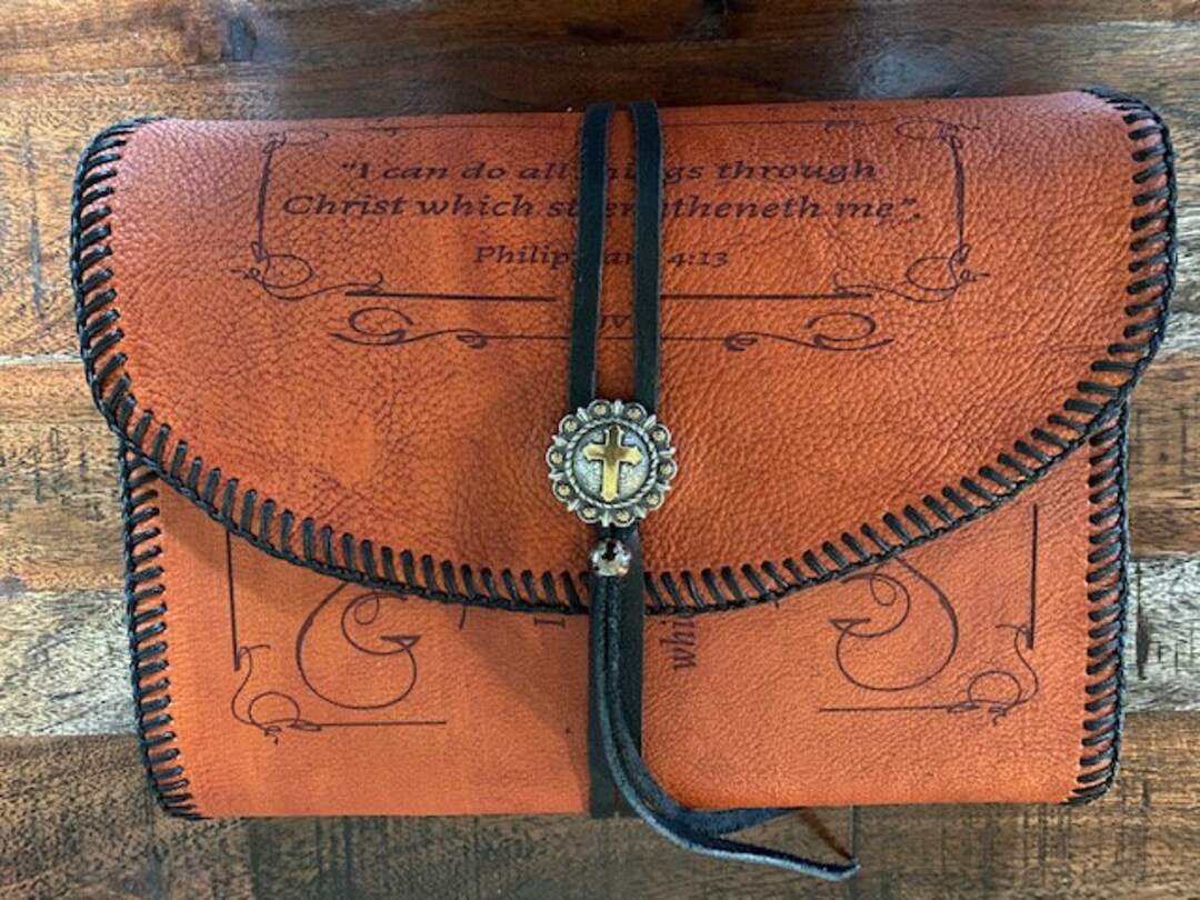 Leather Engraved Bible Cover Philippians 4:13 - Etsy