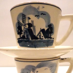 Pair of Blue Delft Tea Cups-signed Delft Windmills - Etsy