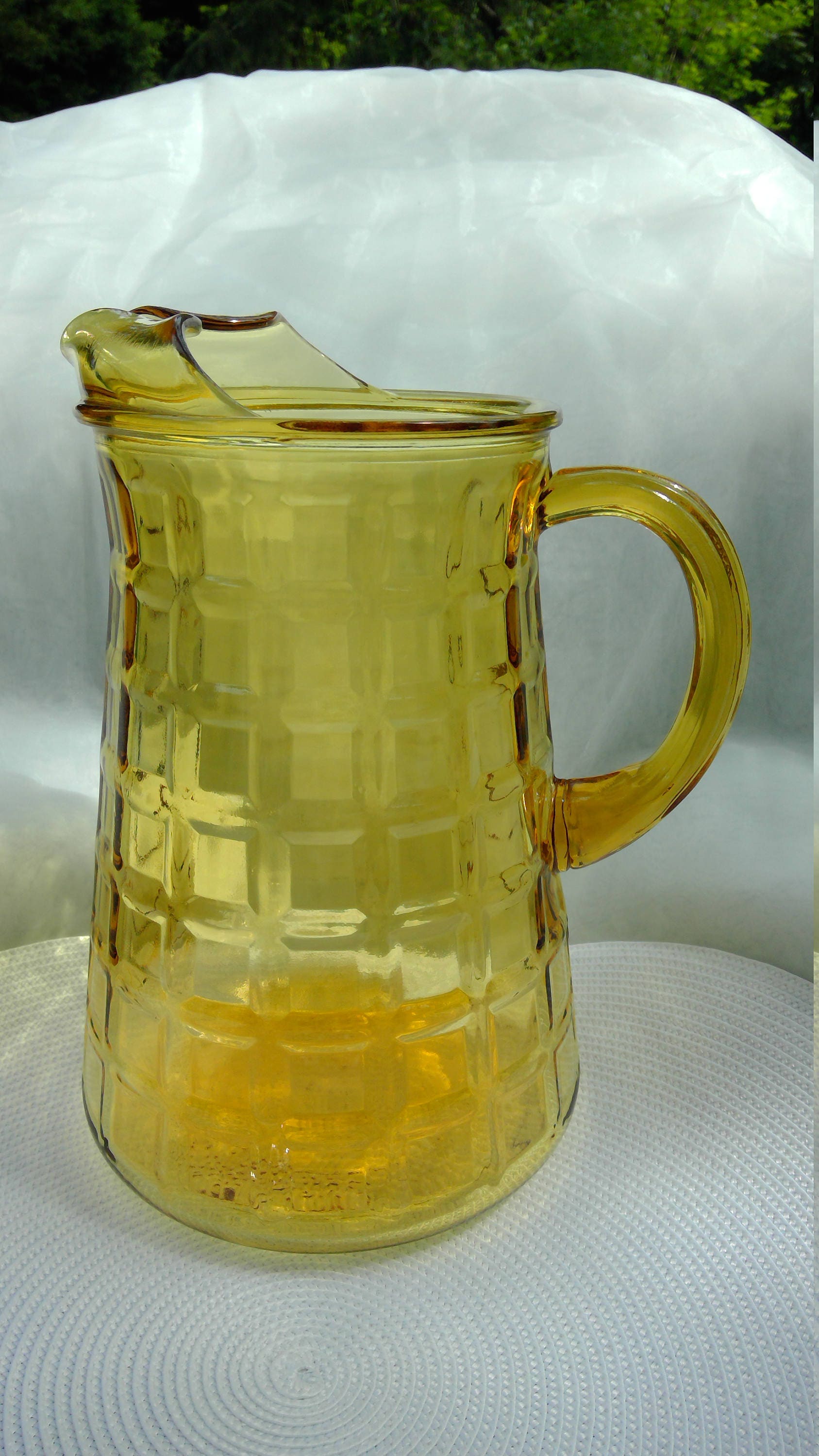 Vintage Amber Glass Pitcher-large Glass Pitcher - Etsy
