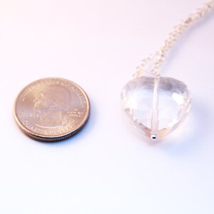 Large Faceted Clear Crystal Heart Necklace Silver - Etsy