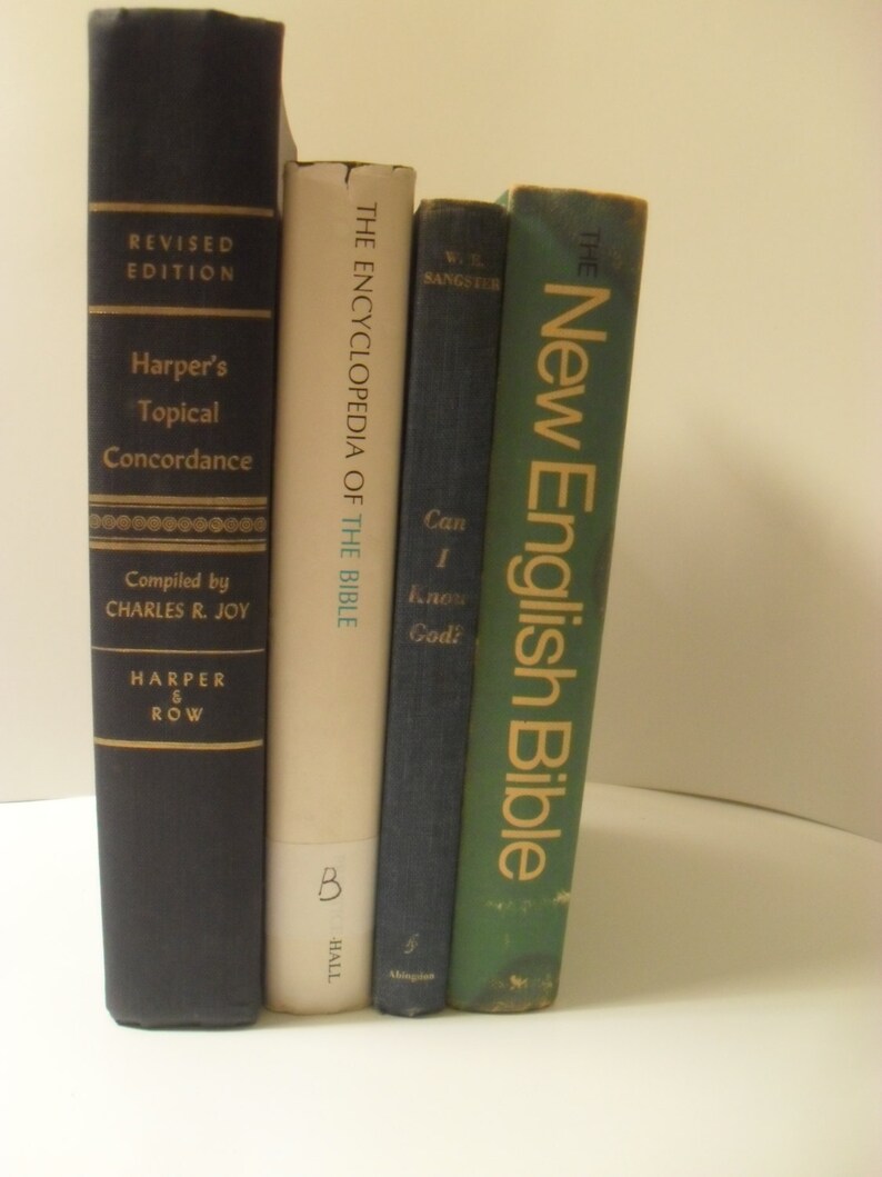 Set of Vintage Biblical Reference Books, Bible, and Sermon Collection ...