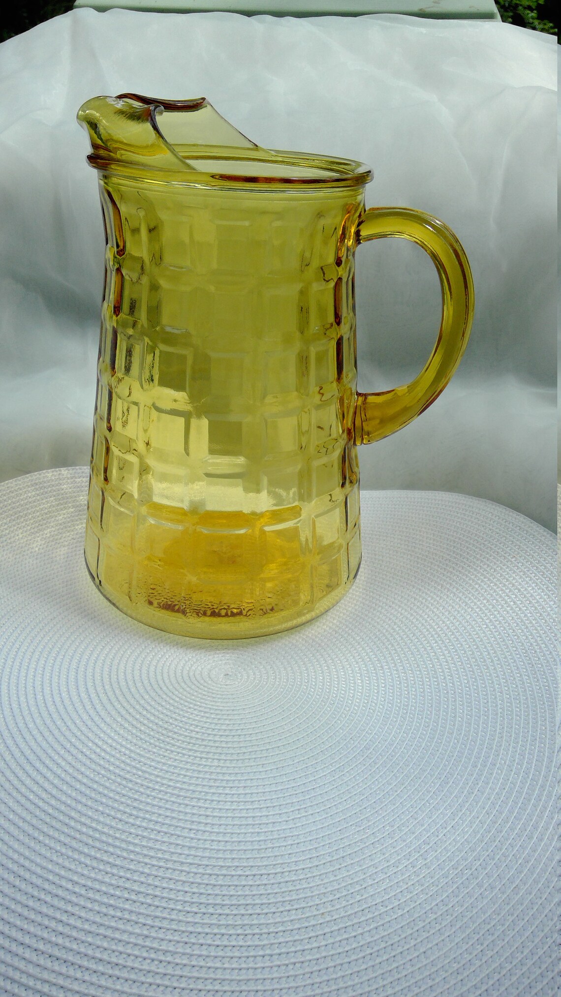 Vintage Amber Glass Pitcher-large Glass Pitcher - Etsy