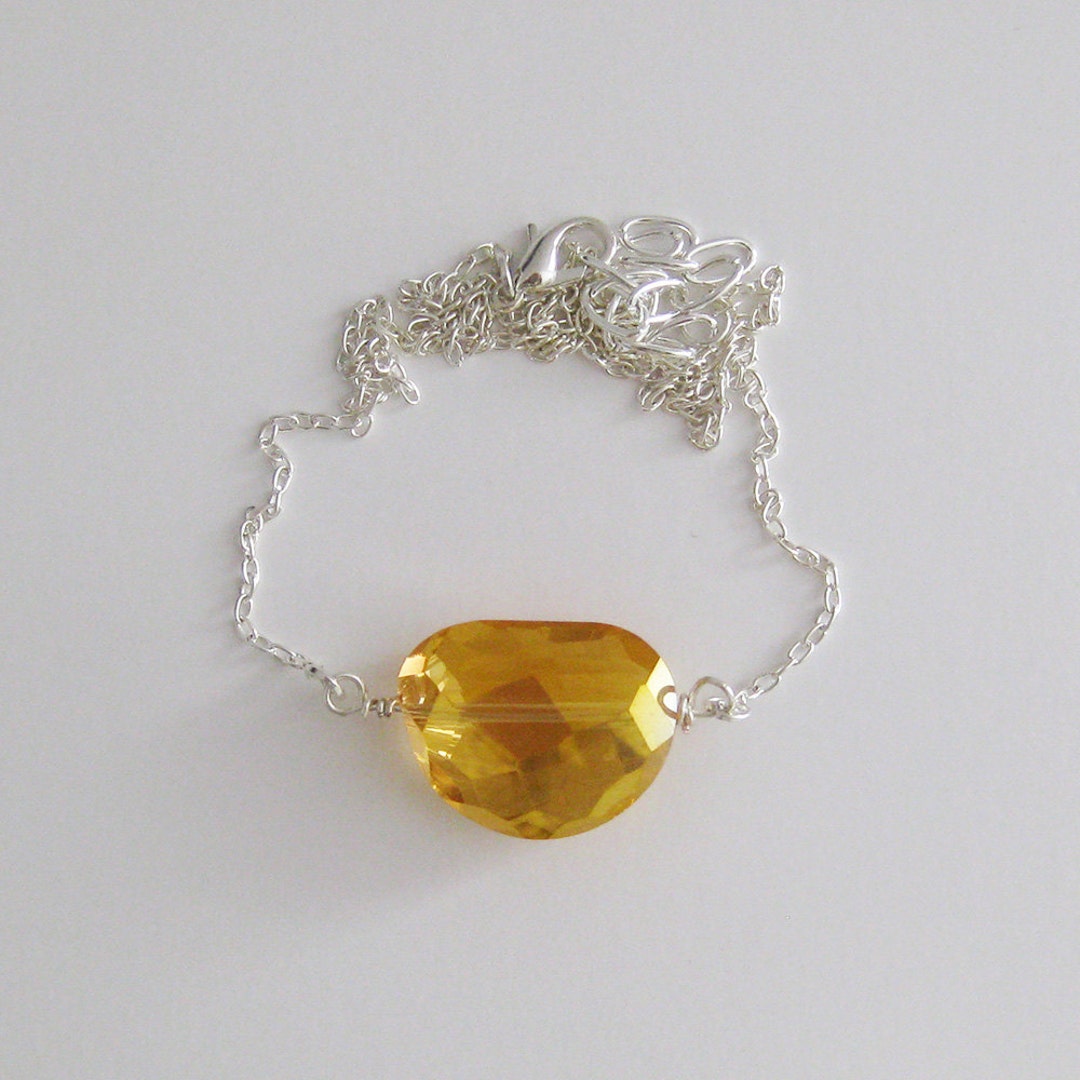 Golden Yellow Sparkling Faceted Crystal Nugget Necklace - Etsy