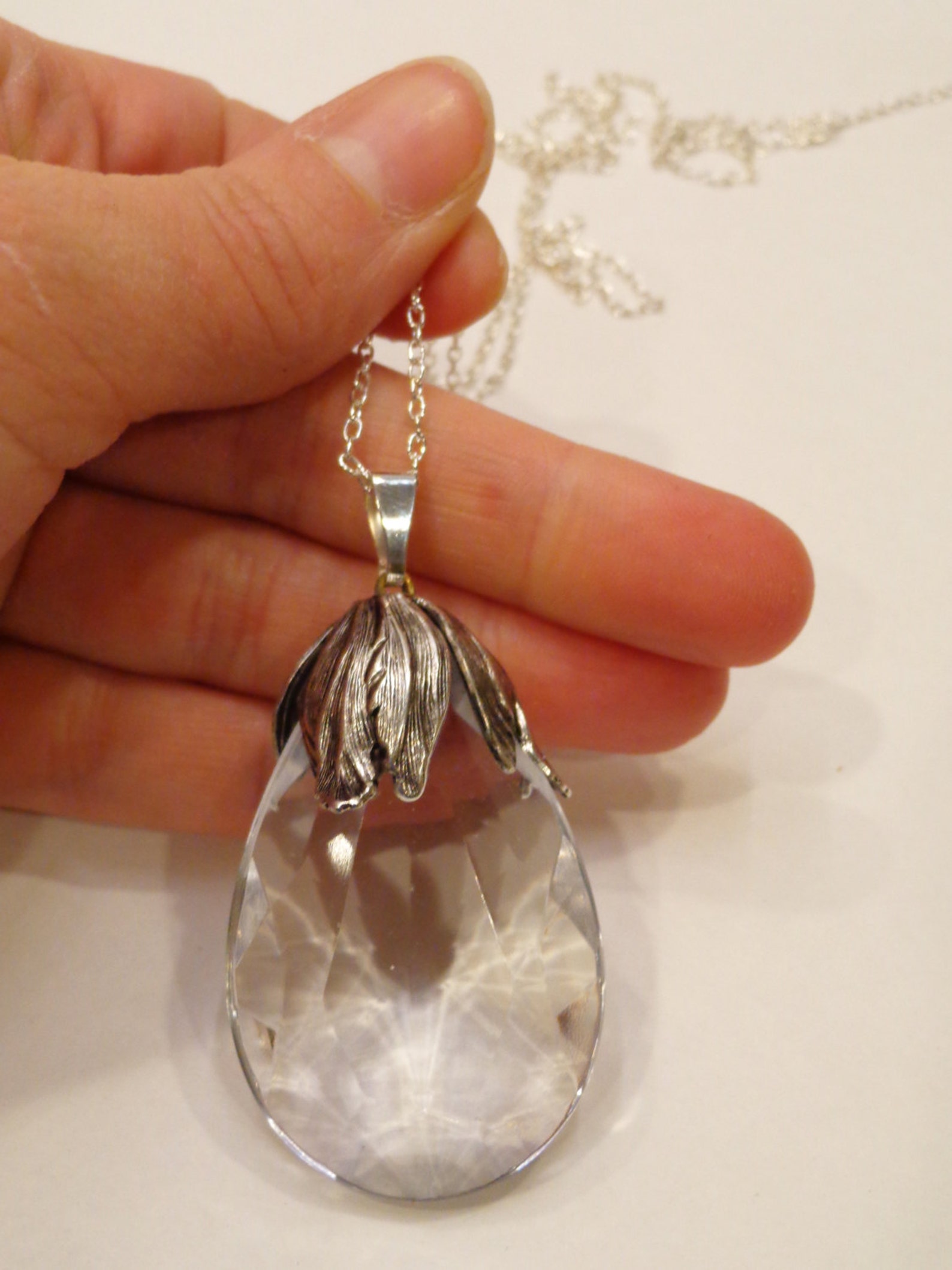 Large Crystal Pendant Necklace - Etsy