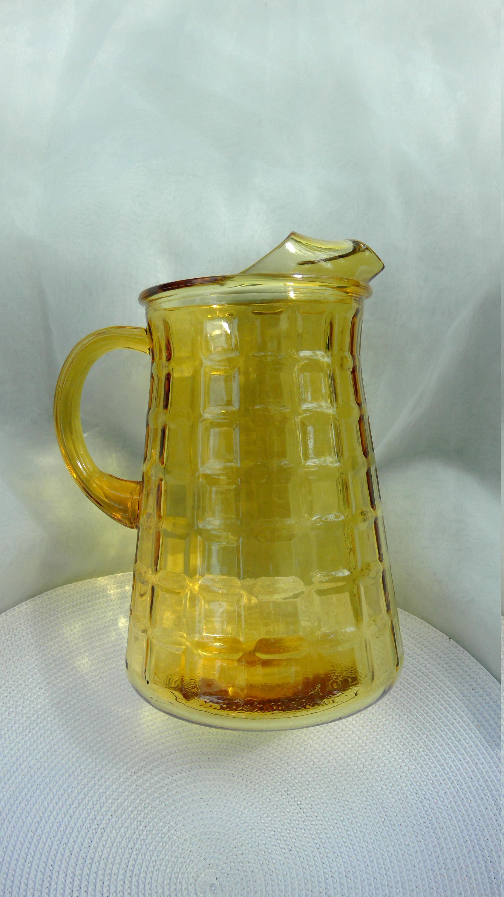Vintage Amber Glass Pitcher-large Glass Pitcher - Etsy