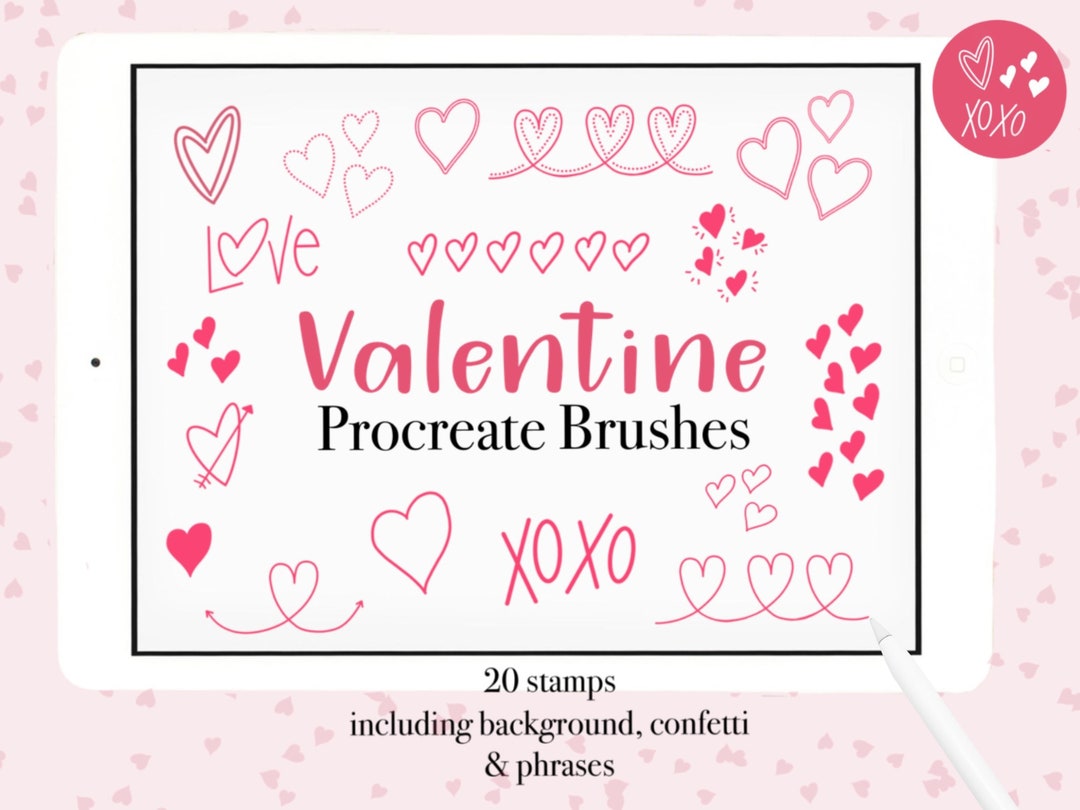 Valentine Stamp Brushes for Procreate Heart Stamps Bundle - Etsy