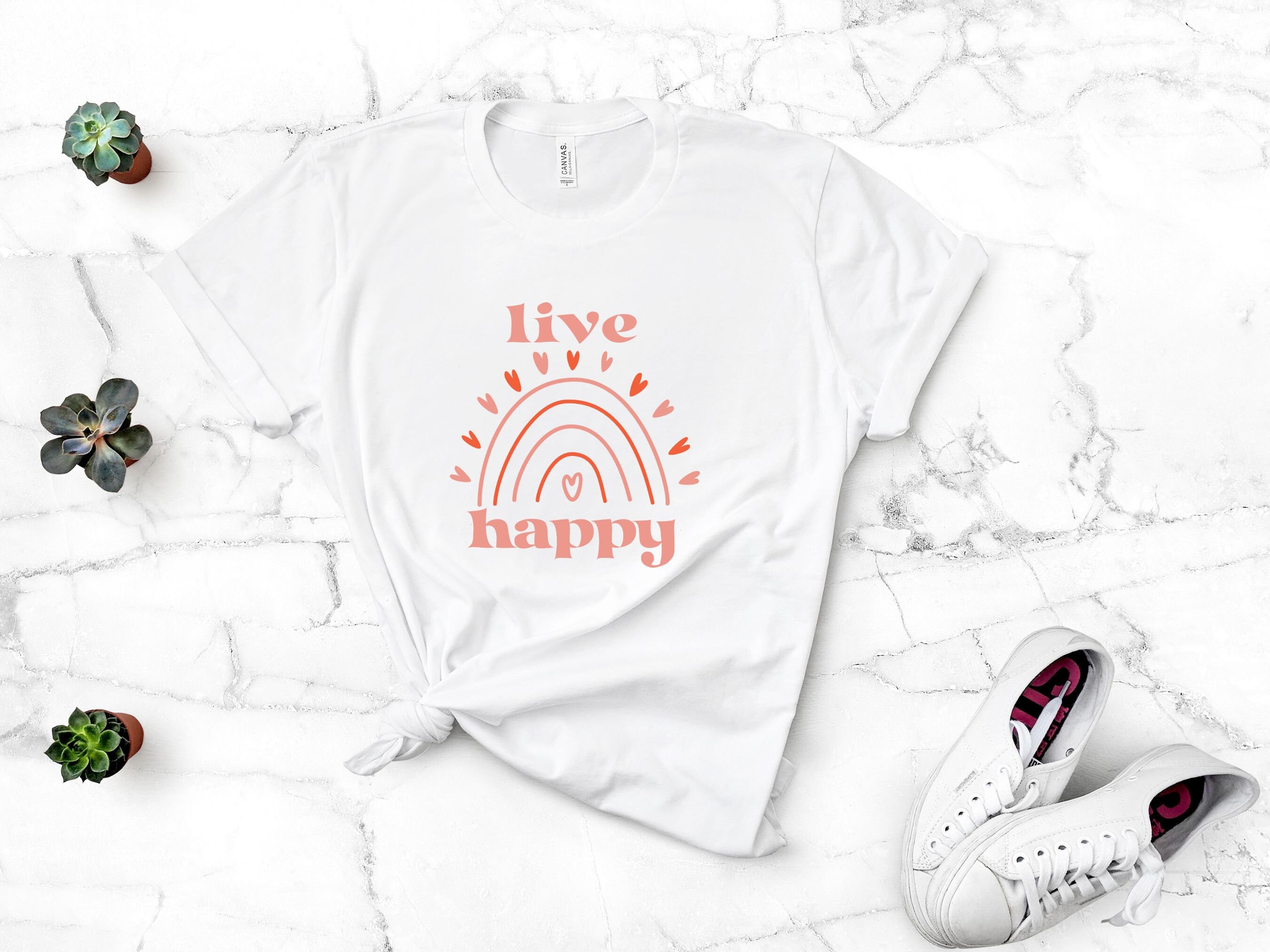 Live Happy Rainbow SVG, Spring SVG, Boho SVG for Silhouette and Cricut ...