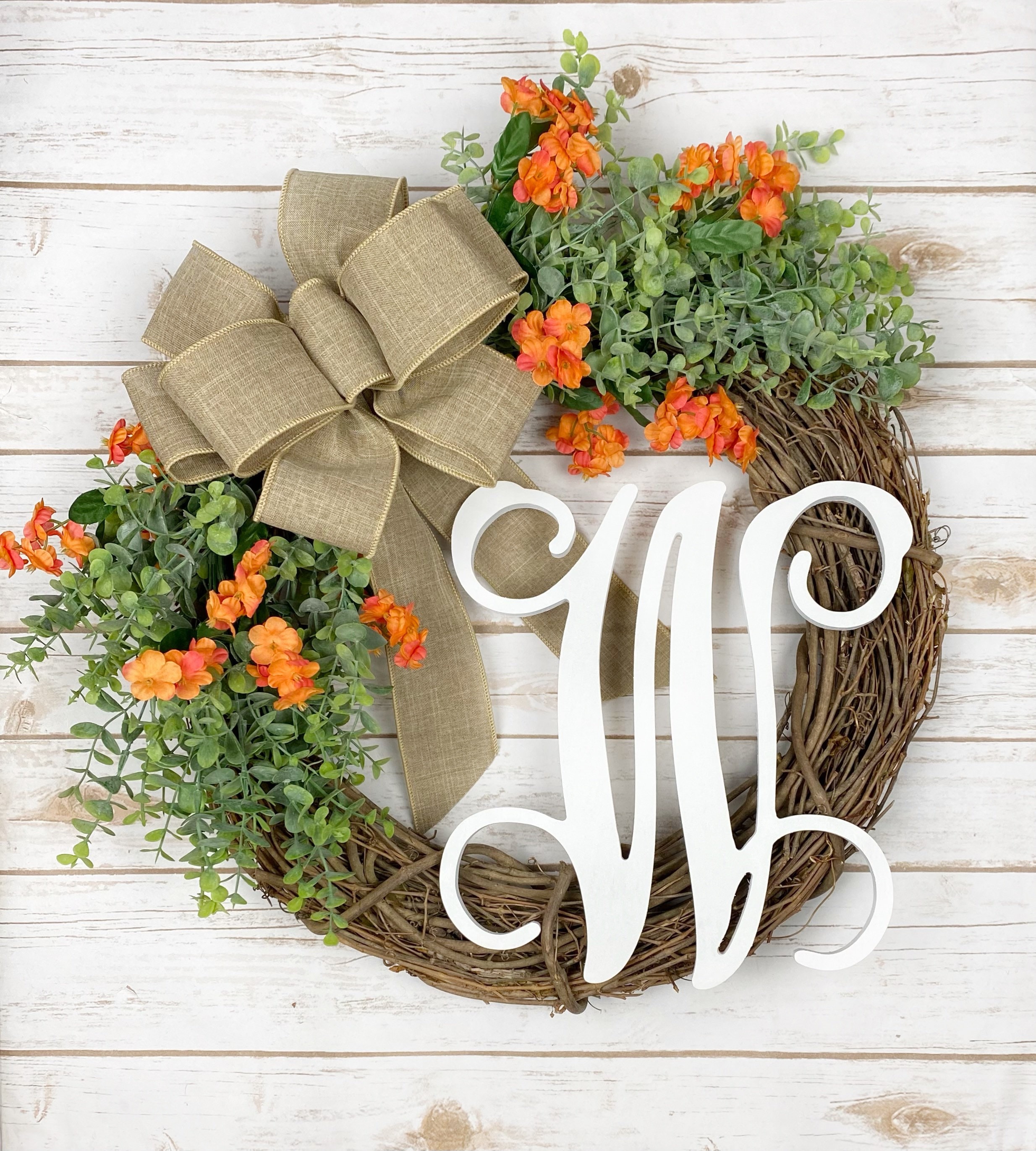 Fall Wreath Front Door Wreath Monogram Wreath With Initial | Etsy
