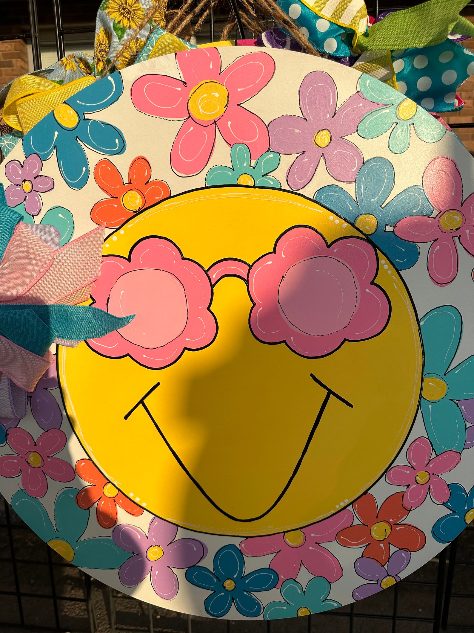 Smiley Face Groovy Door Hanger - Etsy