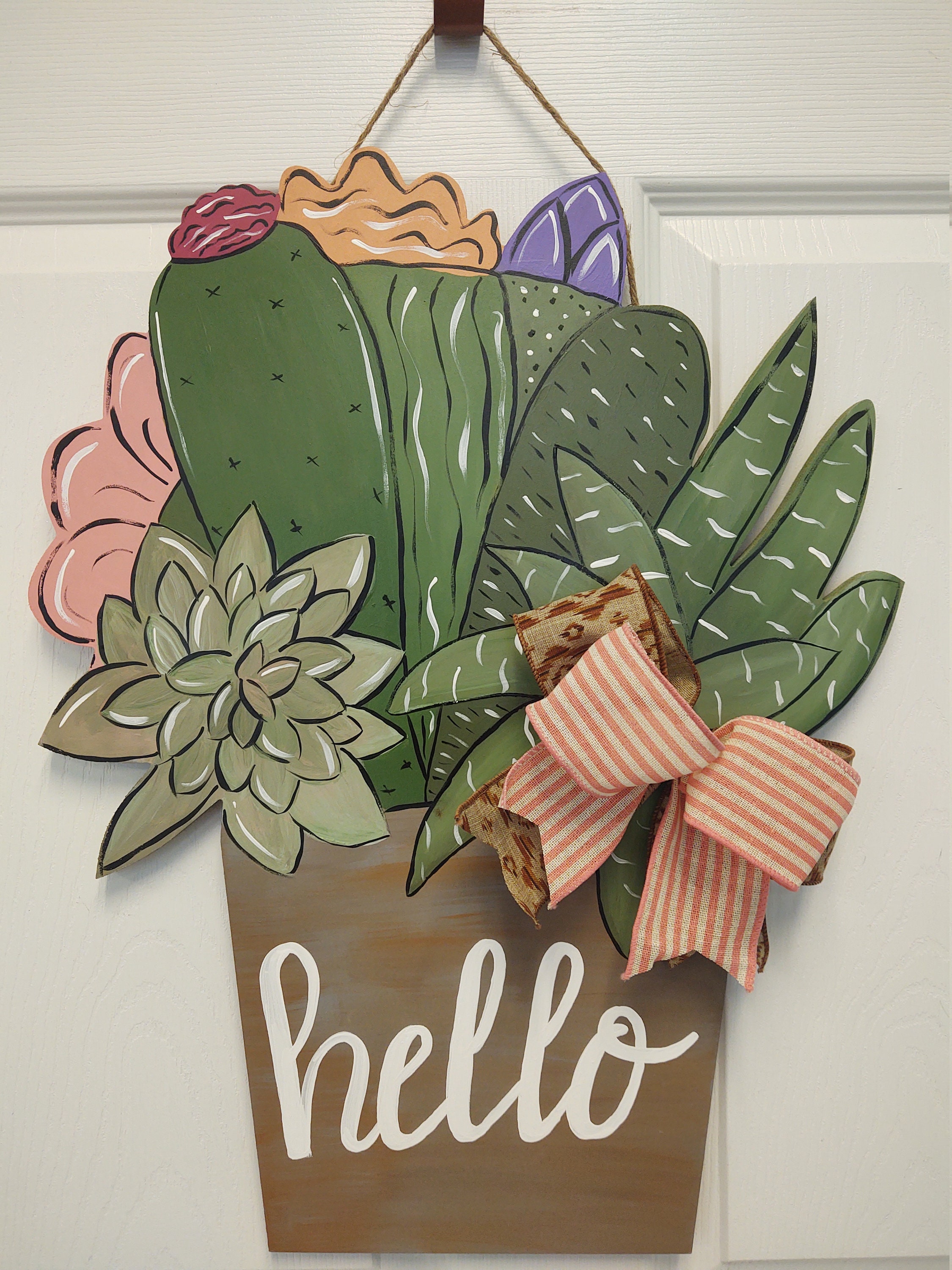 Succulent Door Hanger Hello - Etsy