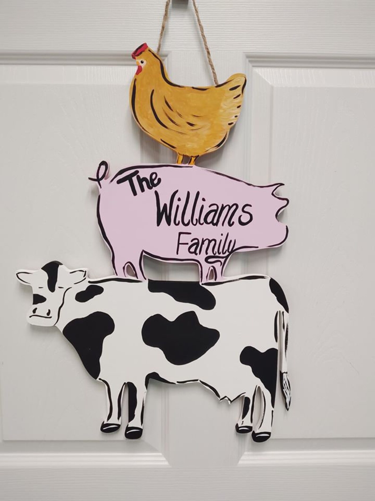 Chicken, Pig, Cow Wooden Door Hanger - Etsy