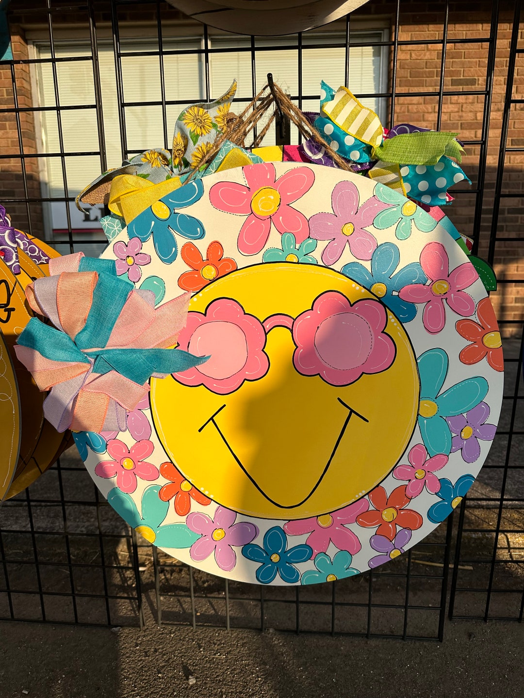 Smiley Face Groovy Door Hanger - Etsy