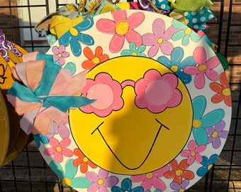 Retro Smiley Face Round Teacher Door Hanger - Etsy