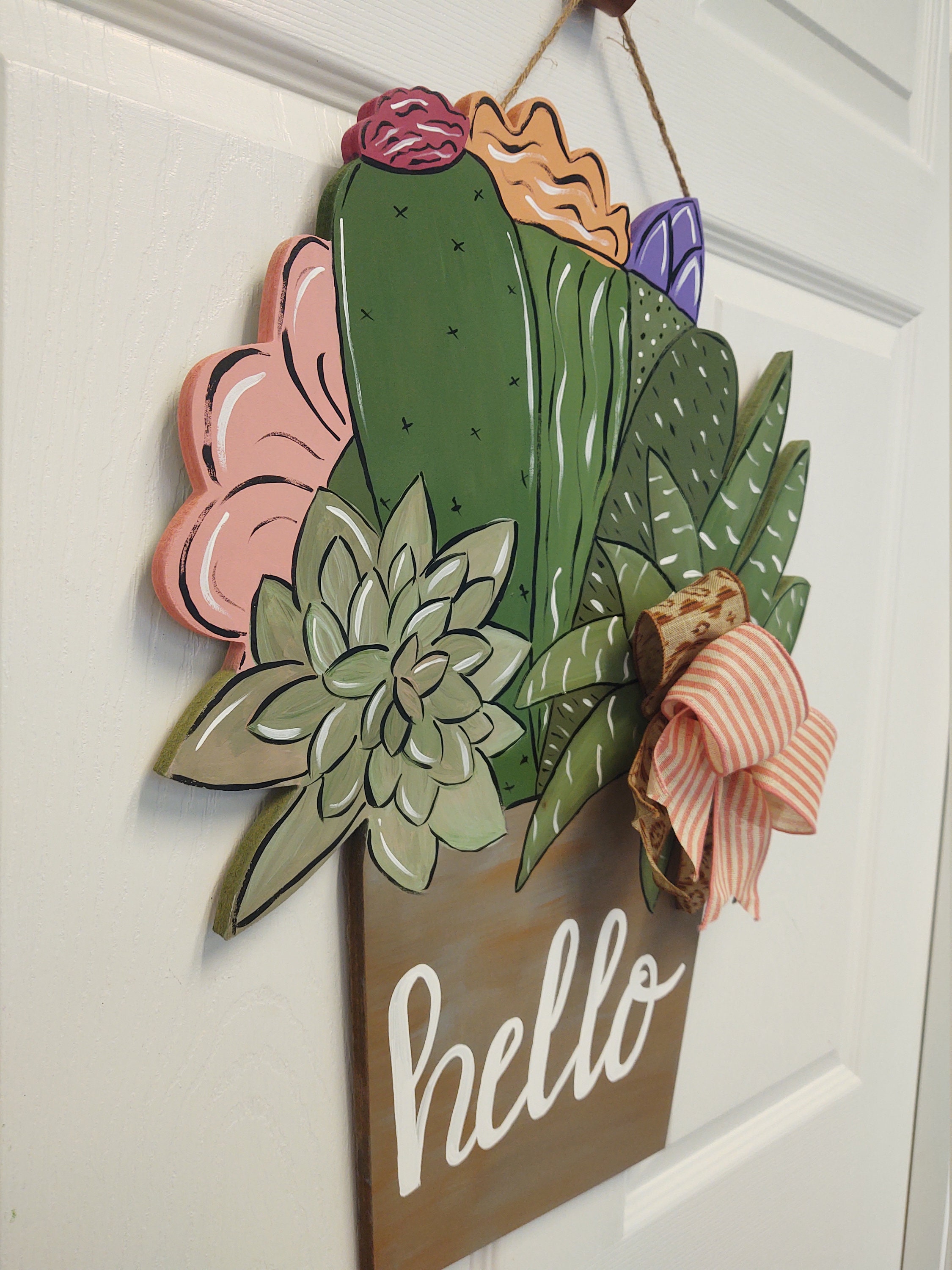 Succulent Door Hanger Hello - Etsy