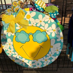 Smiley Face Groovy Door Hanger - Etsy