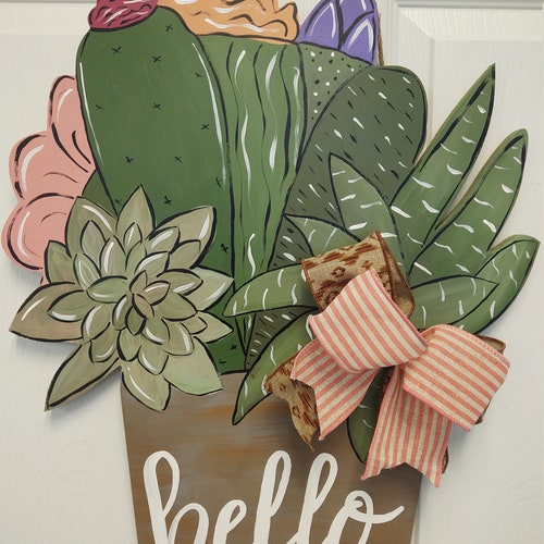 Succulent Door Hanger Hello - Etsy