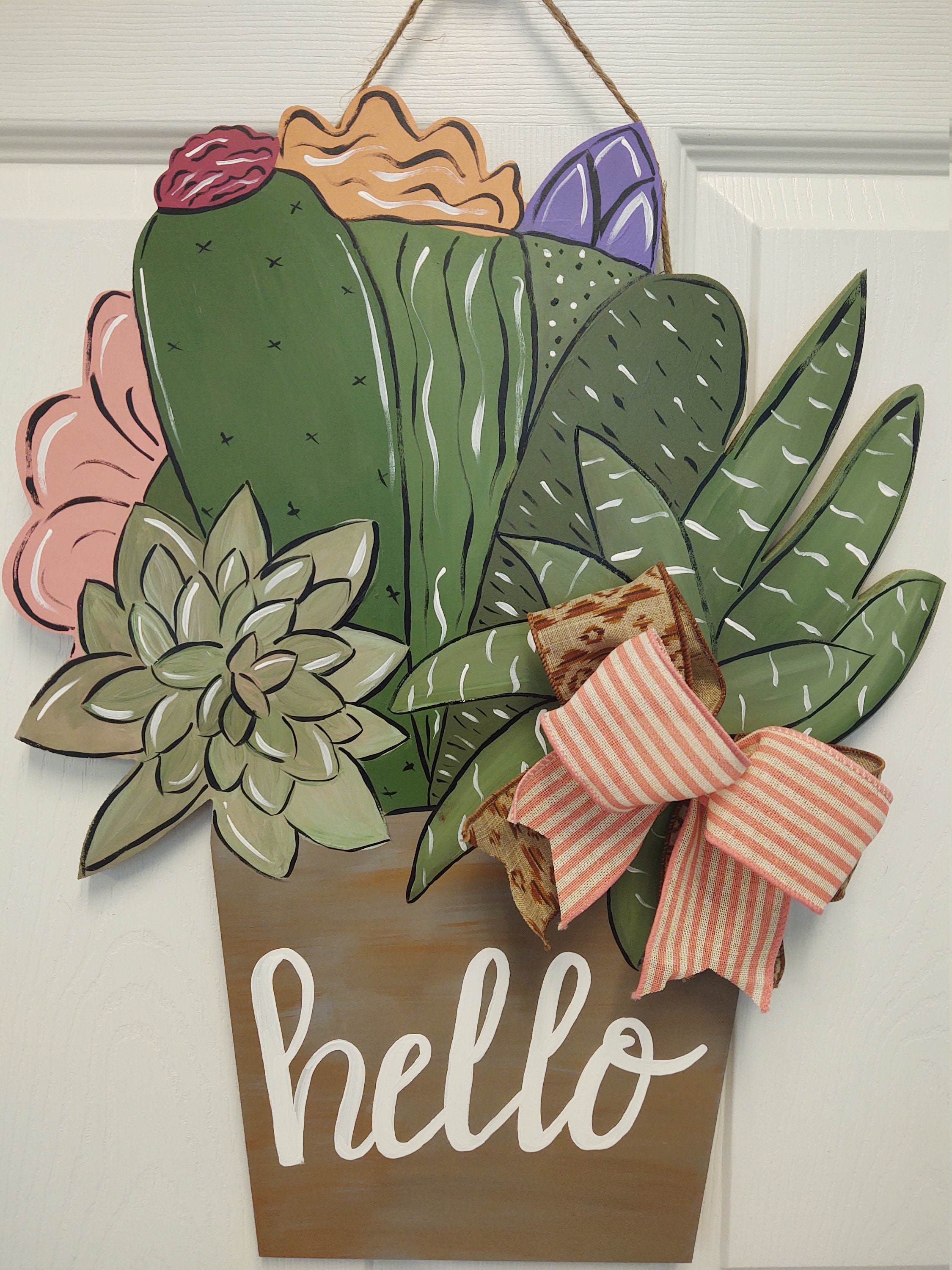 Succulent Door Hanger Hello - Etsy