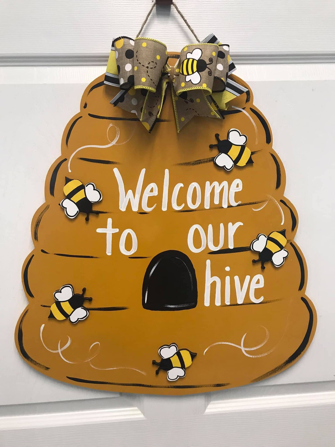 Welcome to Our Hive Door Hanger Wooden | Etsy