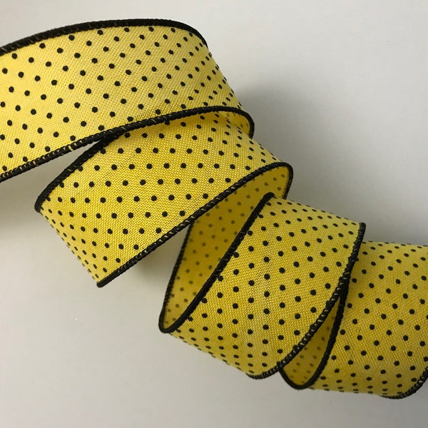 Yellow and Black Wired Ribbon - Etsy