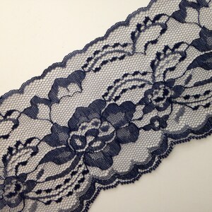 Navy Lace Trim, 4" Wide, Scalloped Edge Lace for Apparel, Lingerie ...