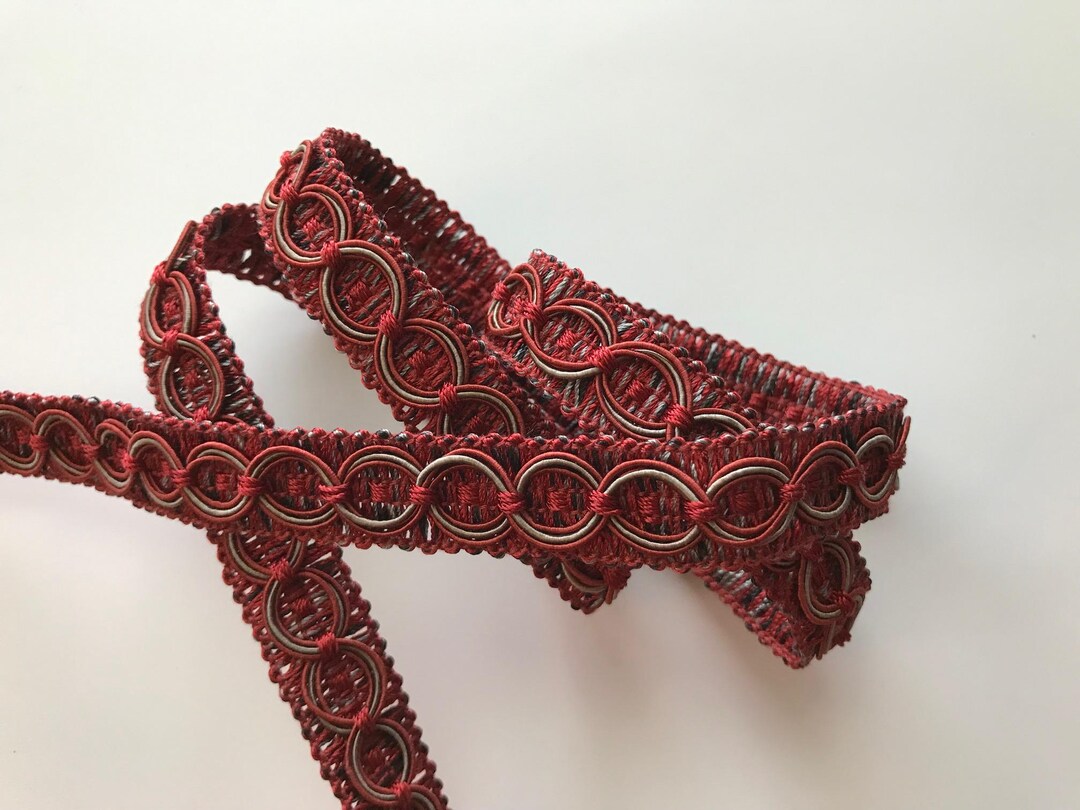 Woven Braid Circle Trim, Burgundy & Grey, 3/4" Wide, Home Decor Trim ...