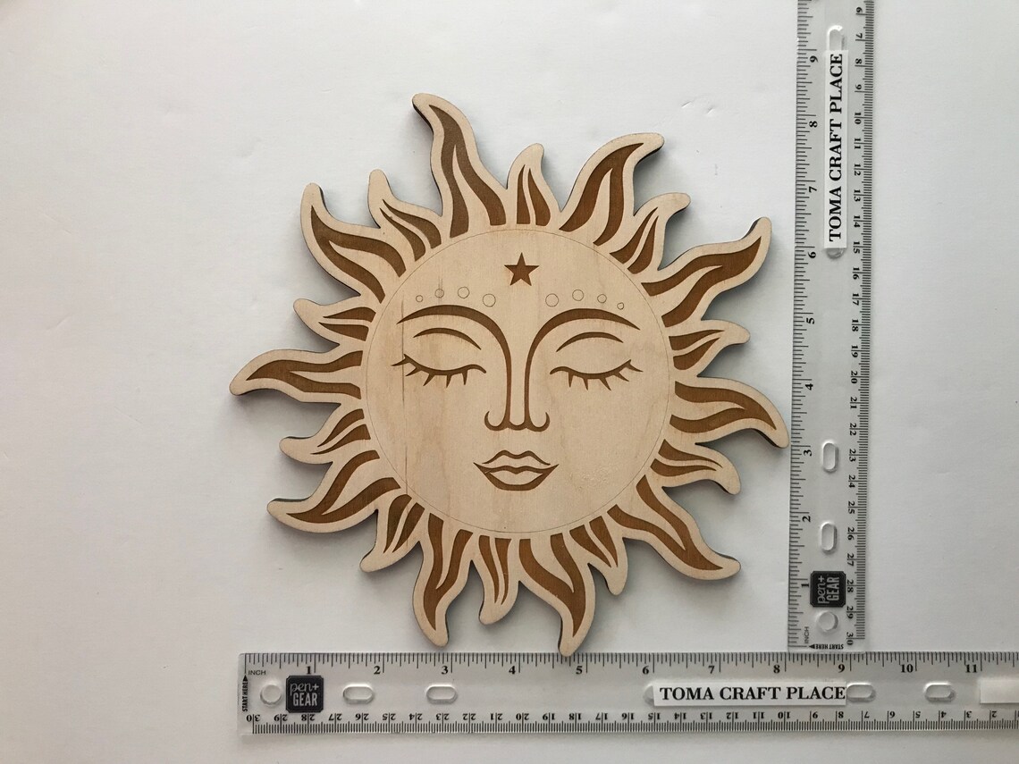 Sun Face Wood Plaque Laser Cut and Engraved Wood Shapes - Etsy