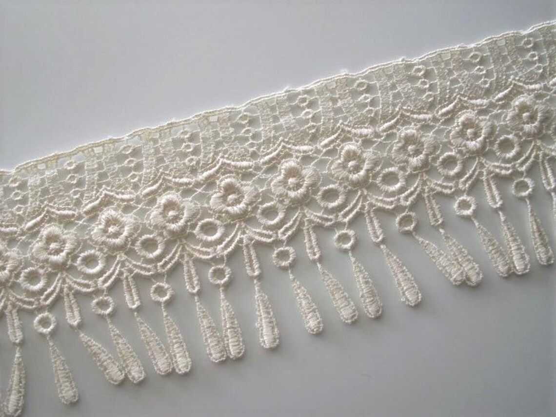 Ivory Lace Fringe Trim, Victorian Style Lace, Venise Lace Trim, Bridal ...