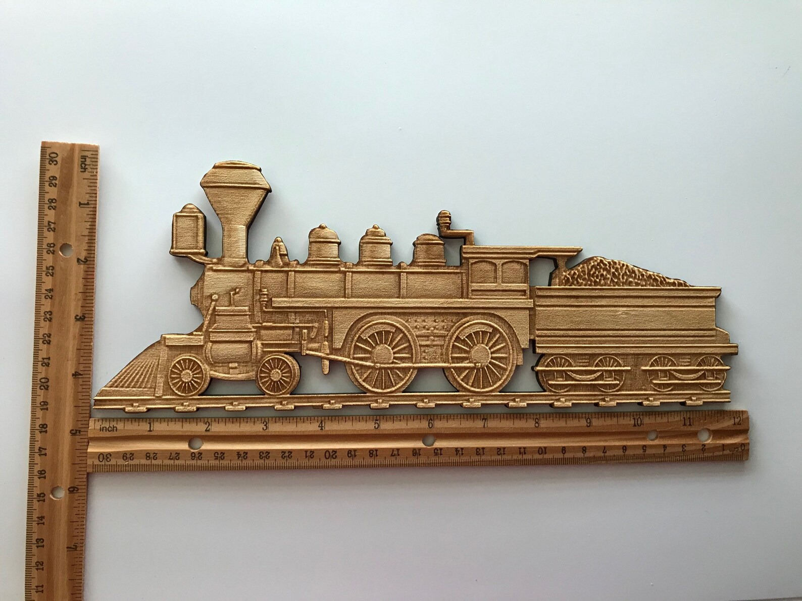 Train Locomotive, Laser Cut and Engraved Wood, Decorative Woodcraft ...