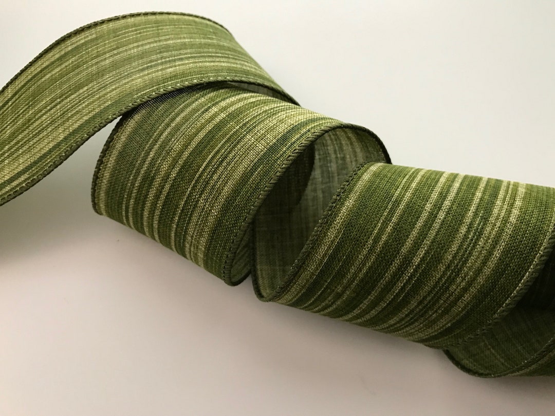 Green Stripes Ribbon, 2 1/2" Wide, Wired Ribbon for Bows, Wreaths, Gift ...