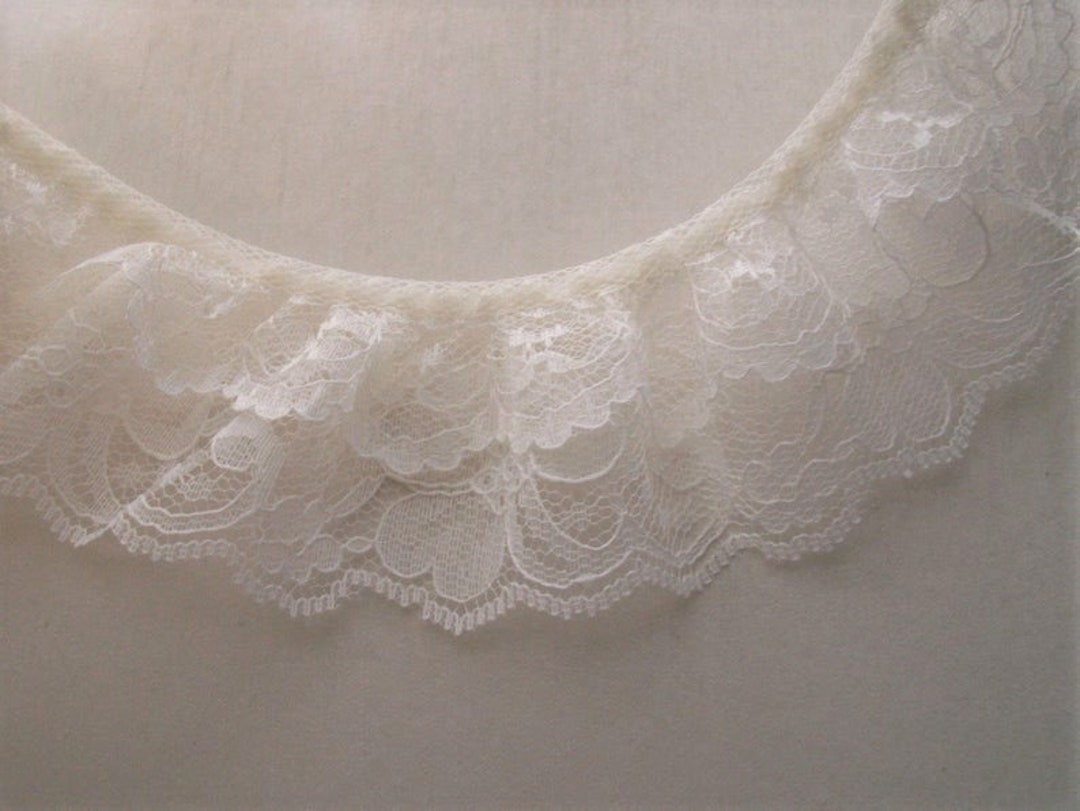 Ivory Double Ruffled Lace Trim, Apparel, Bridal Accessories, Doll ...
