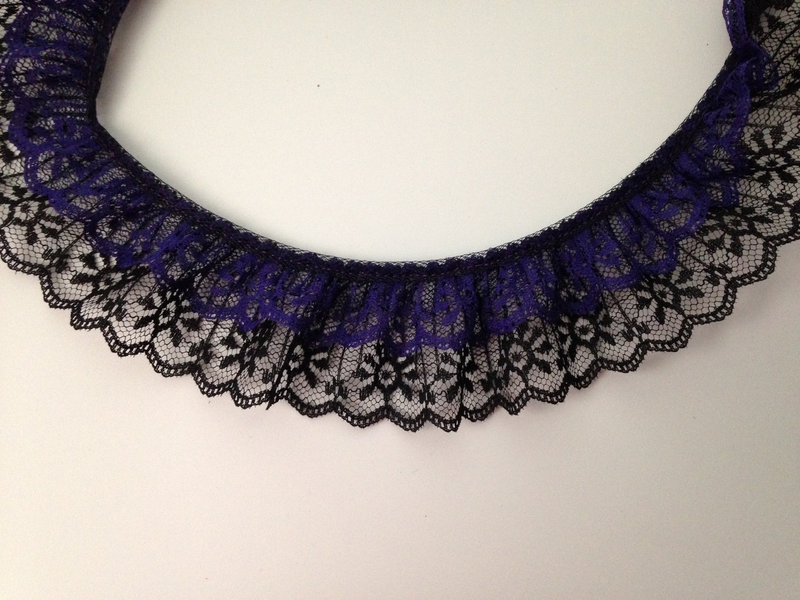 Double Ruffled Lace Trim Purple and Black Lace 2 YARDS | Etsy