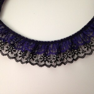 Double Ruffled Lace Trim, Purple and Black Lace, 2 YARDS, Candlewick ...