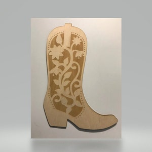 Country Western Cowboy Boot, Laser Cut and Engraved Wood, Western Wall ...